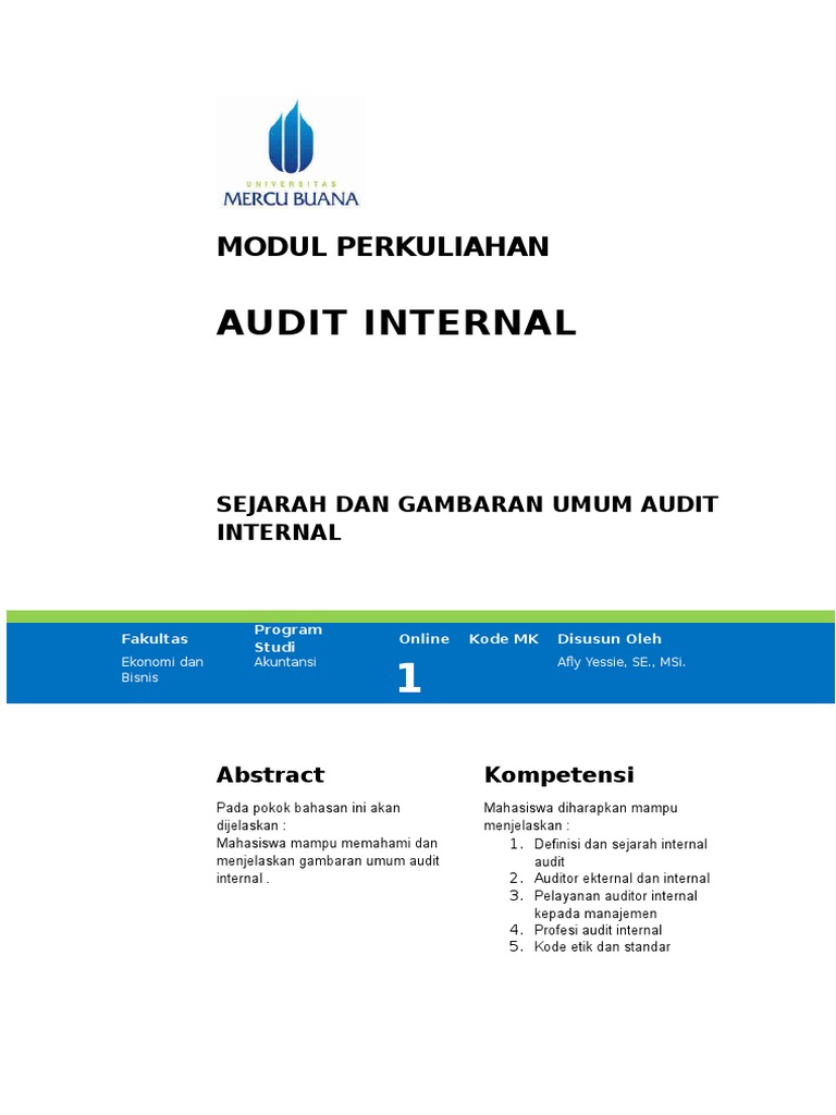 MODUL I Audit Internal | PDF