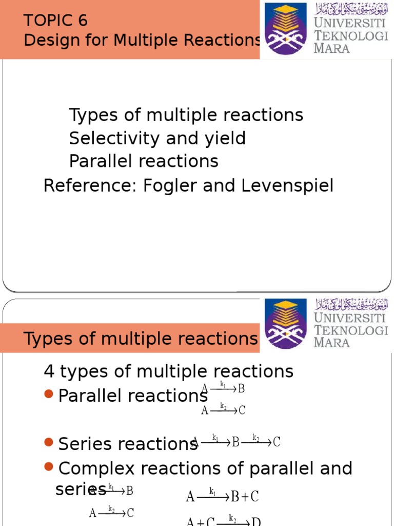 08 Multiple Reactions | PDF | Chemical Reactor | Chemical Reactions