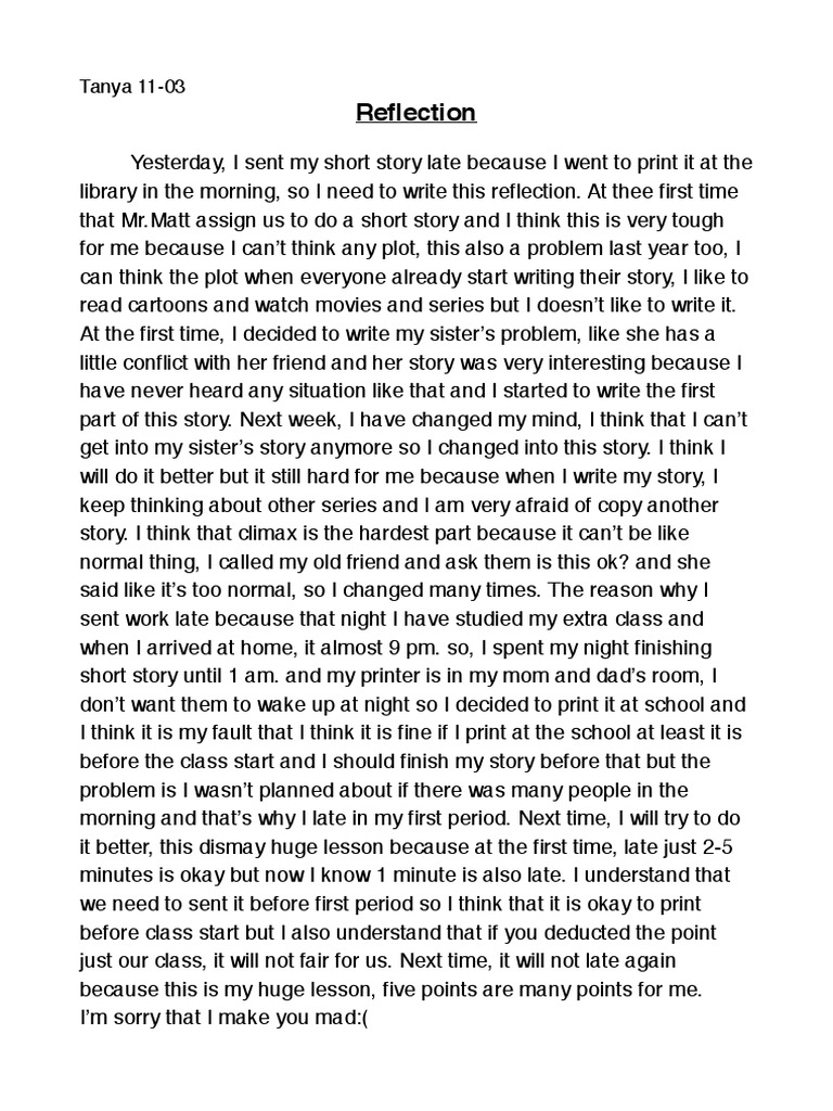 short story reflection