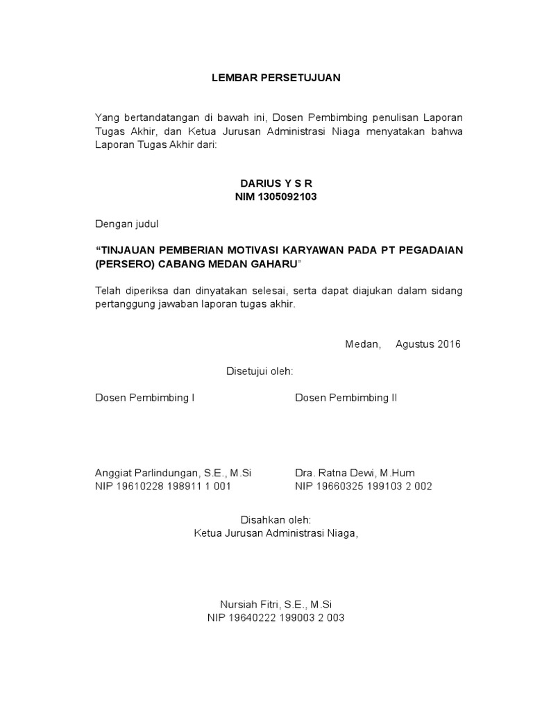 Contoh Lembar Persetujuan | PDF