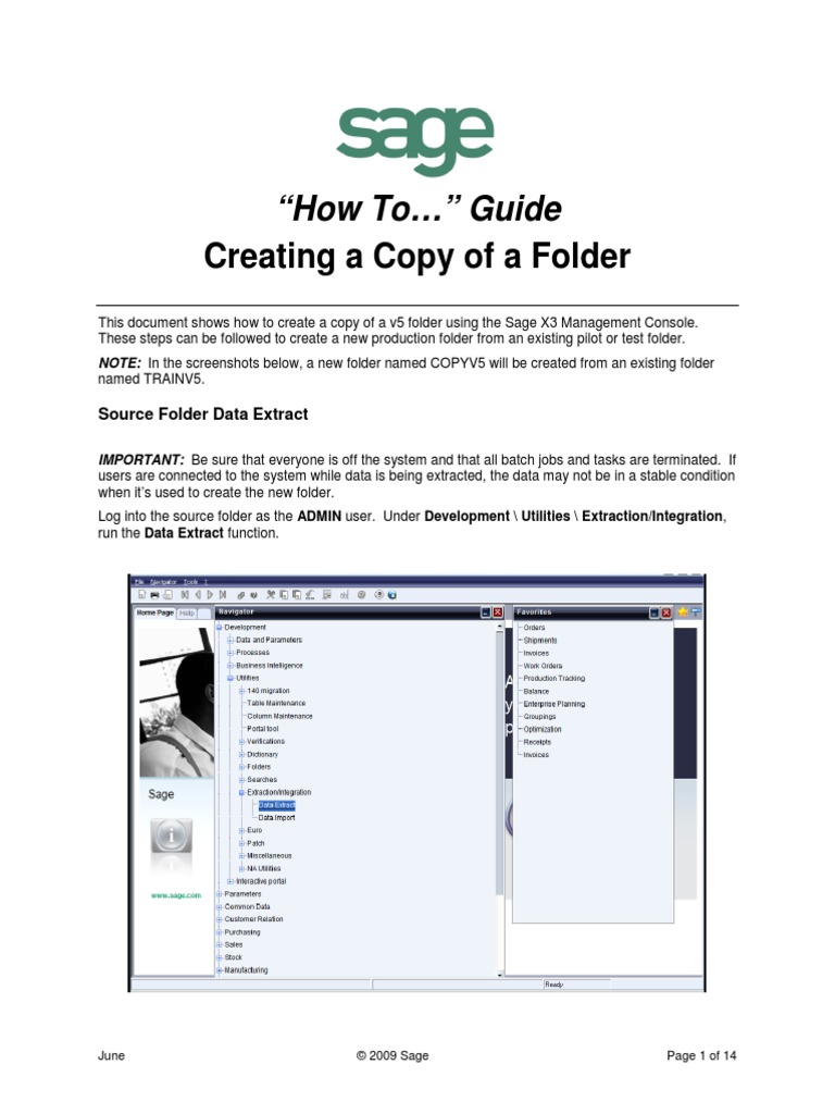 Sage X3 - User Guide - HTG-Creating A Copy of A Folder PDF | PDF | Directory (Computing ...