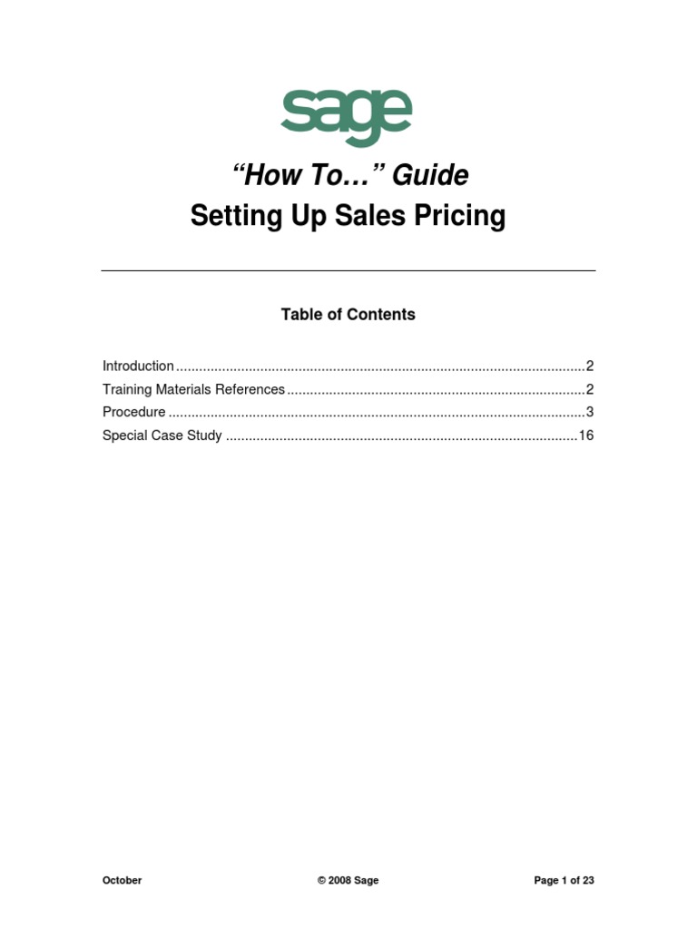 Sage X3 - User Guide - HTG-Setting Up Common Sales Pricing Rules PDF | PDF | Invoice | Prices