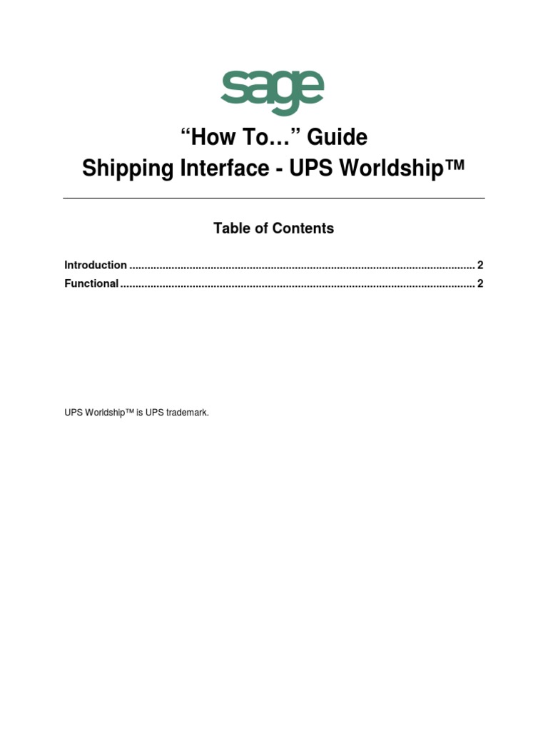 Sage X3 - User Guide - HTG-Shipping Interface-UPS PDF | PDF | Tab (Gui) | User Interface