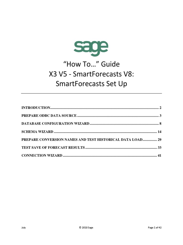 Sage X3 - User Guide - HTG-SmartForecast V8 Setup PDF | PDF | Microsoft Sql Server | Database Schema