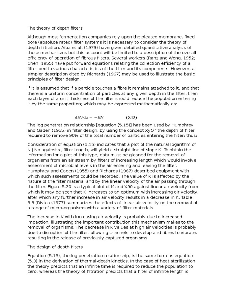 The Theory of Depth Filters | PDF | Filtration | Logarithm