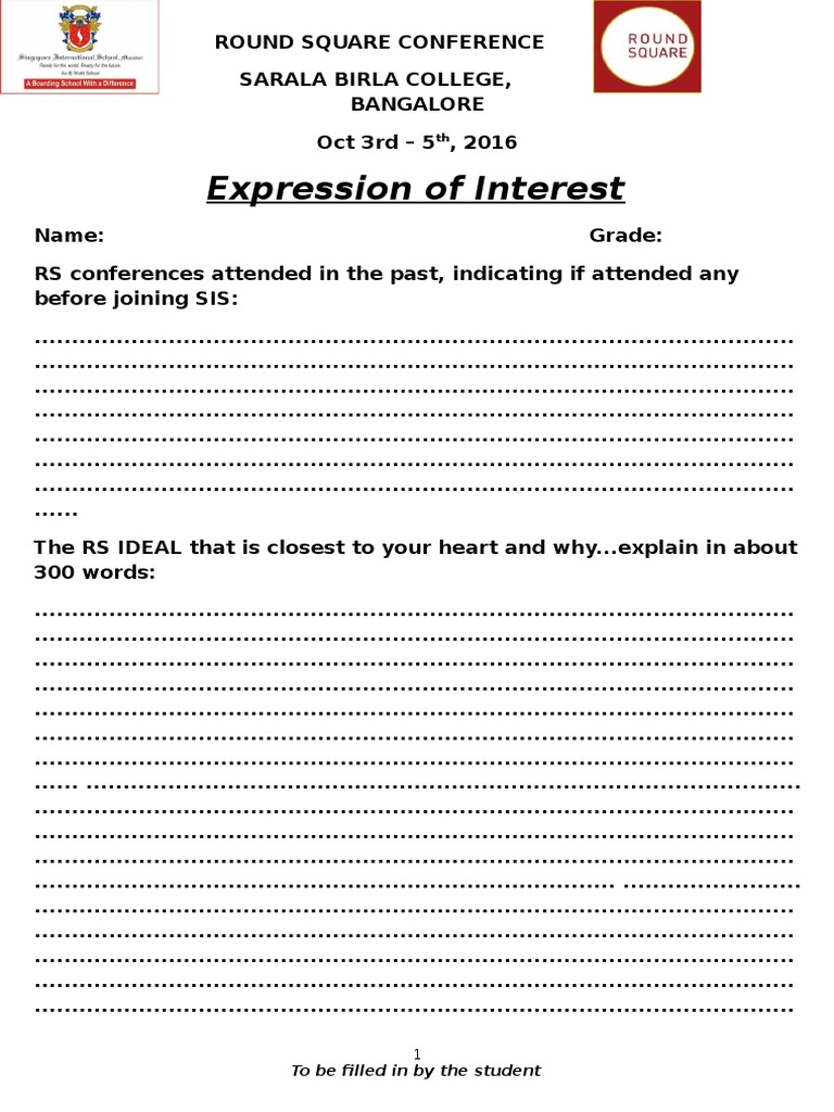 Round Square Conference Form | PDF