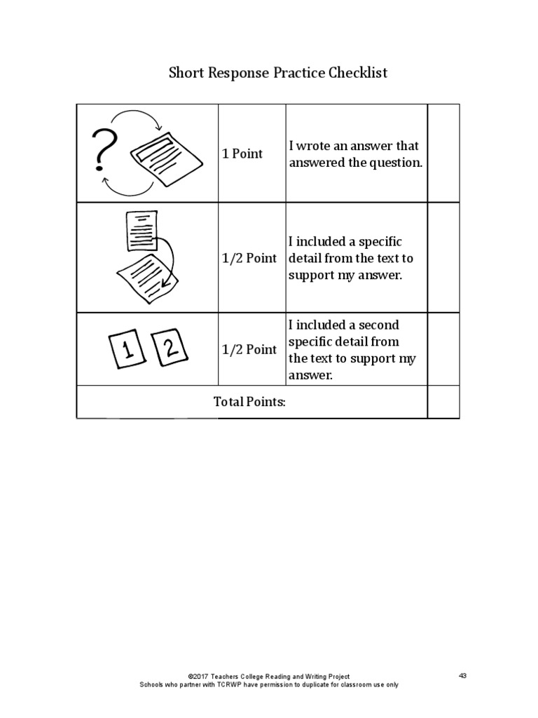 Short Response 2 PT Checklist | PDF