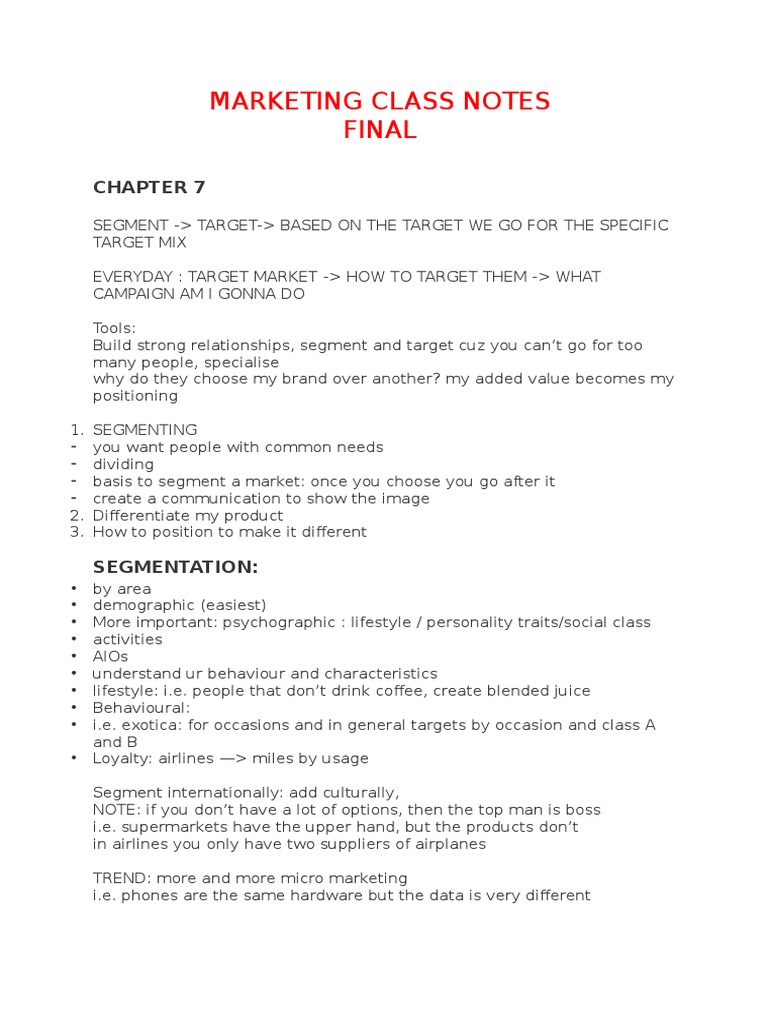 MARKETING CLASS NOTES - Final | PDF | Brand | Monopoly