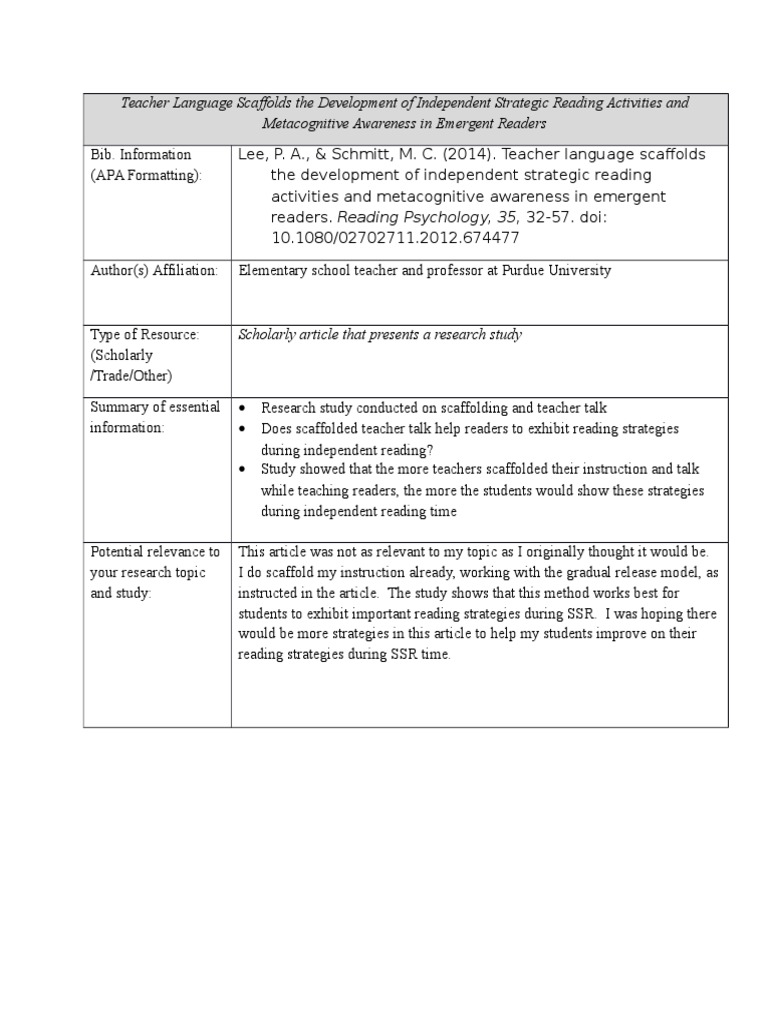Teacher Language Scaffold Lit Review | PDF