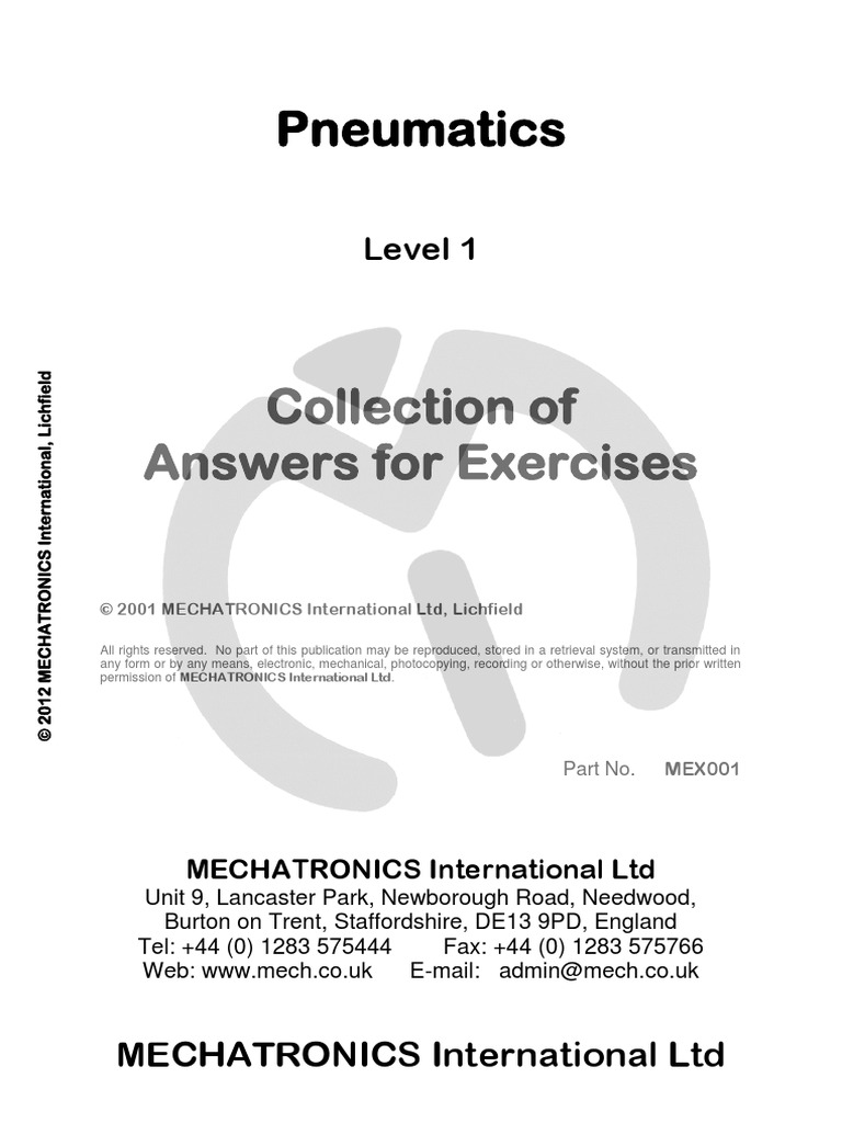 Level 1 Pneumatics Answers For Exercises | PDF | Valve | Throttle
