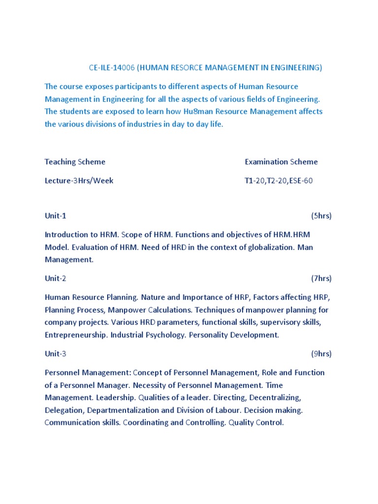 Human Resource Management in Engineering | PDF | Human Resource ...