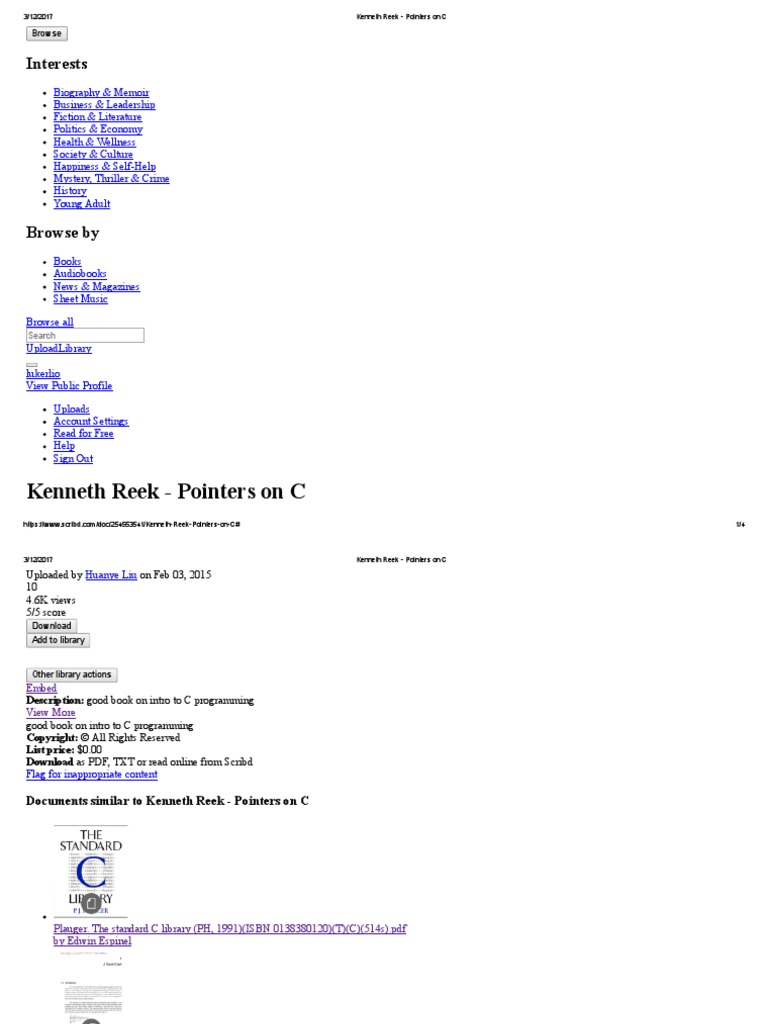 Kenneth Reek - Pointers On C | PDF | Mass Media | Communication