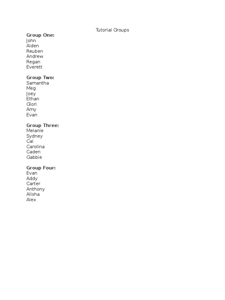 Tutorial Groups | PDF