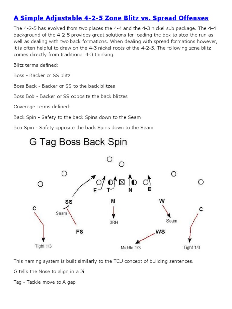 4-2-5 Zone Blitz Guide for Coaches | PDF | Ball Games | Team Sports