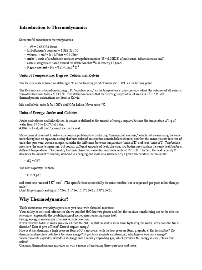 Introduction To Thermodynamics | PDF | Gibbs Free Energy | Heat