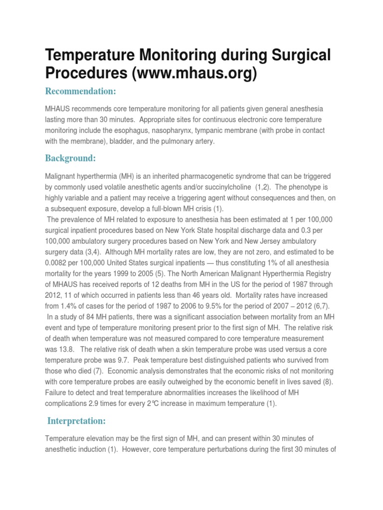 Temperature Monitoring During Surgical Procedures | PDF | Science ...