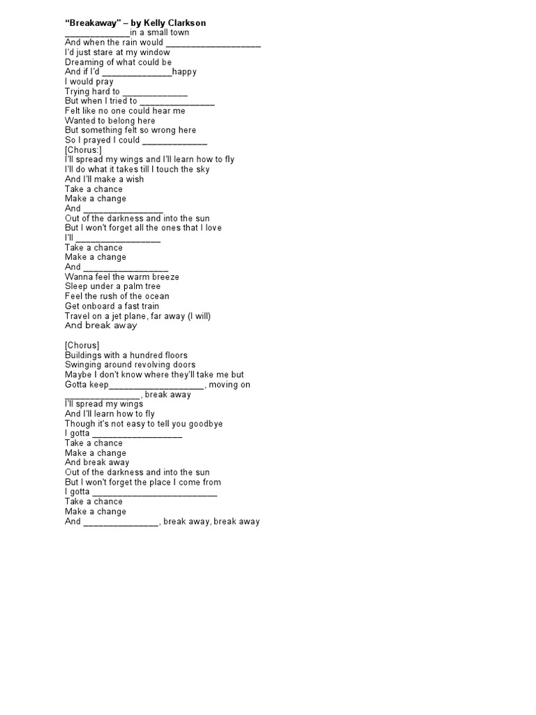 Kelly Clarkson Breakaway Lyrics
