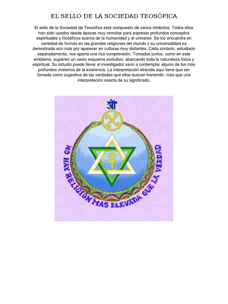 El Sello de La Sociedad Teosófica | PDF | Los símbolos | Continuar