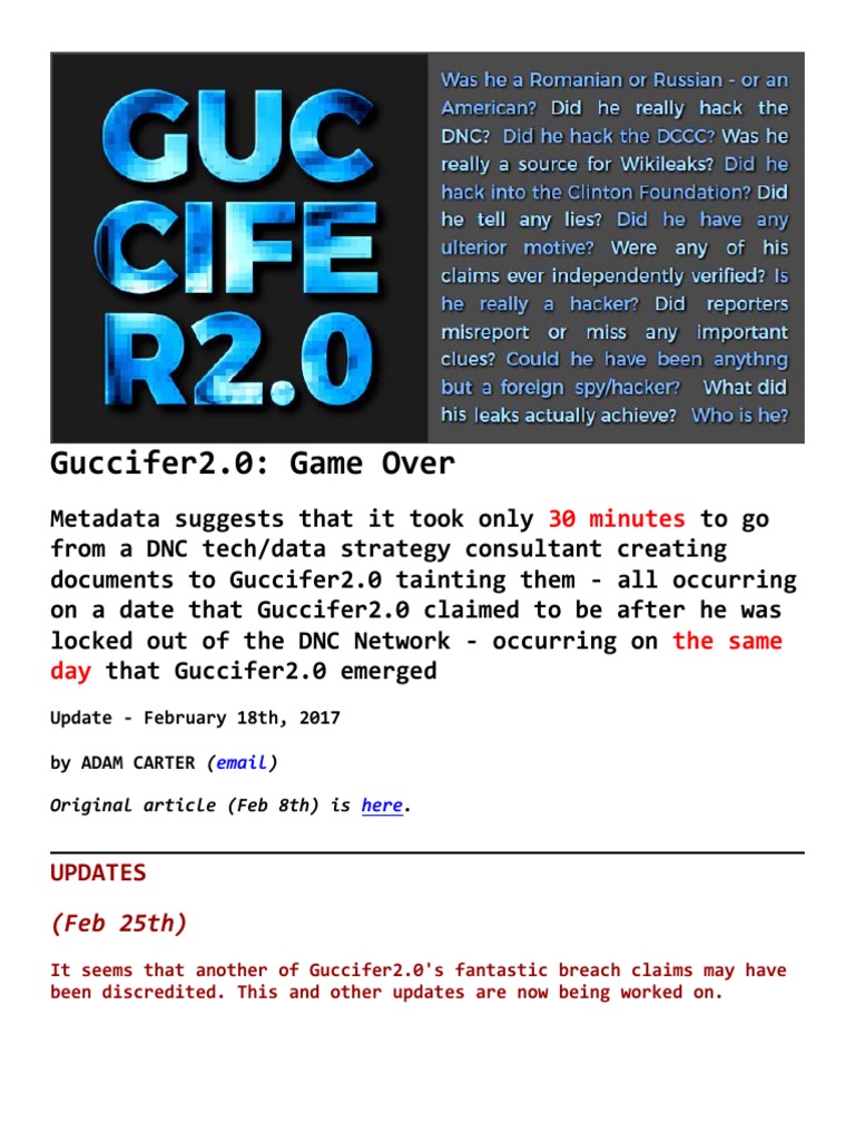 Guccifer2.0 - Game Over PDF | PDF