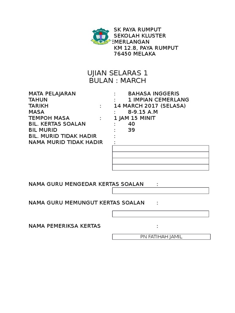 Label Kertas Soalan | PDF
