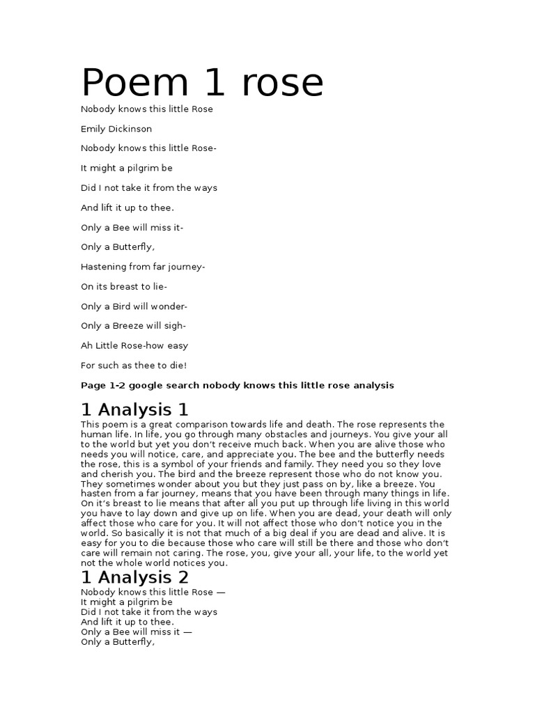 poem 1 rose | Emily Dickinson | Poetry