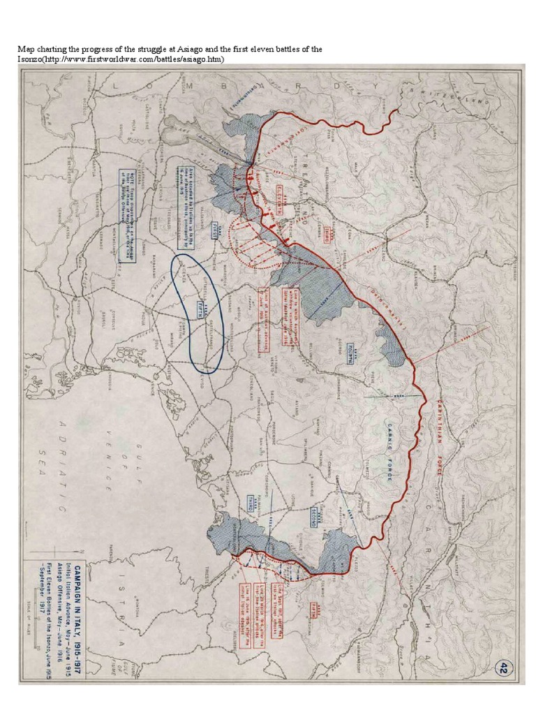 Map Charting The Progress of The Struggle at Asiago and The First ...