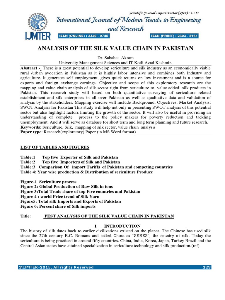 Silk Value Chain Analysis in Pakistan | PDF | Silk | Weaving
