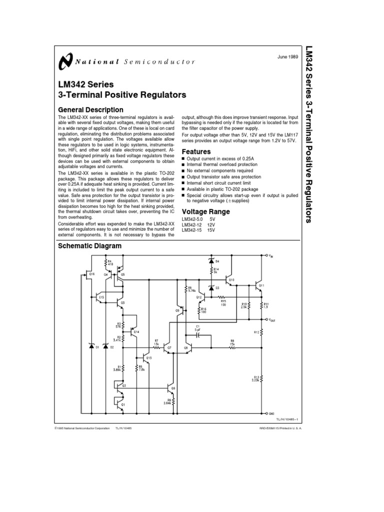 LM342 Series 3-Terminal Positive Regulators: General Description | PDF