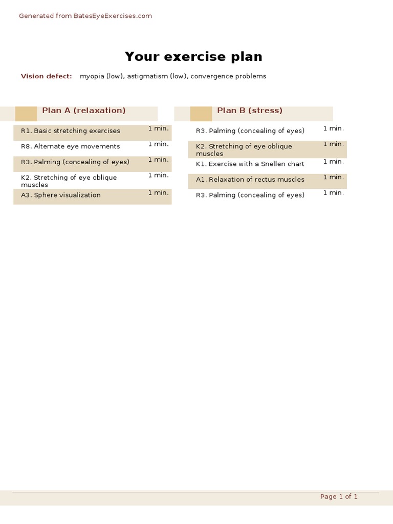 Your Exercise Plan: Plan A (Relaxation) Plan B (Stress) | PDF | Wellness