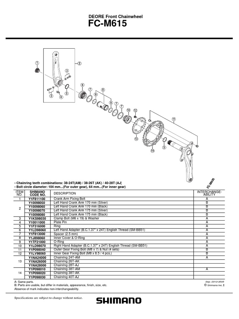 Shimano EV-FC-M615 Deore Crankset | PDF | Manufactured Goods | Vehicle ...