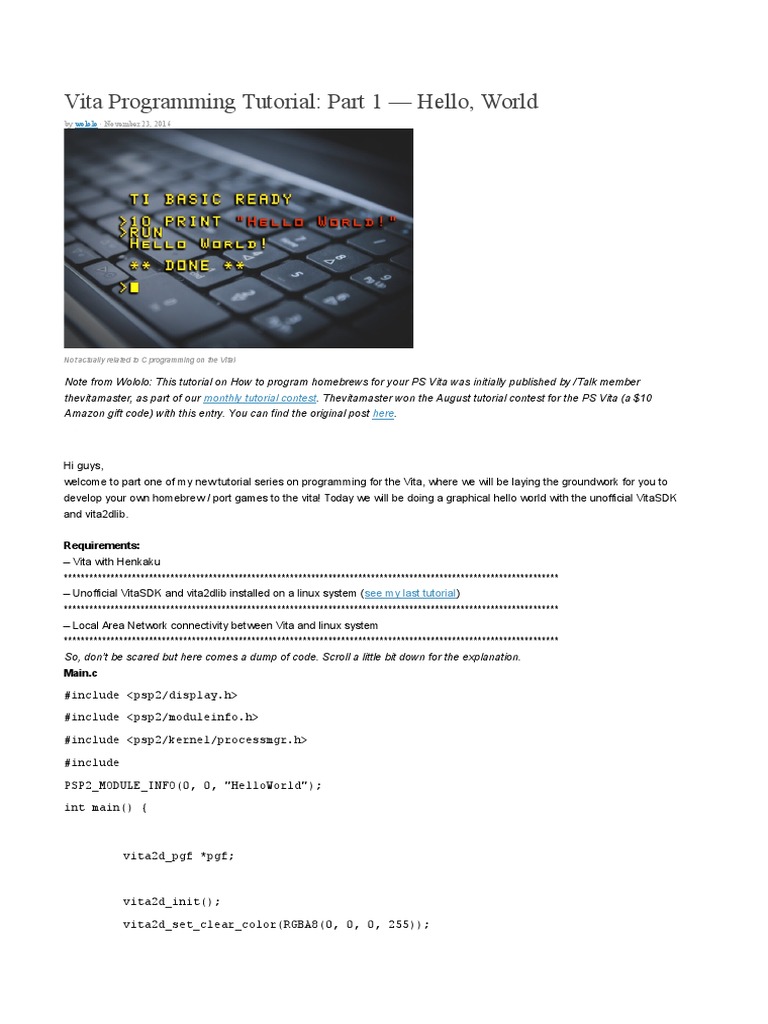 Vita Programming Tutorial Part 1 | PDF | C (Programming Language) | Subroutine