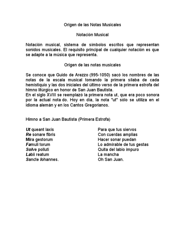 Historia y Origen de las Notas Musicales | PDF