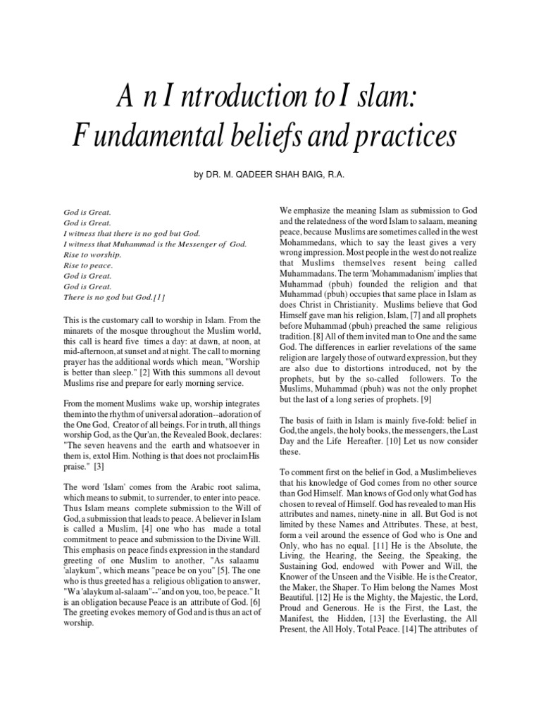 An Introduction To Islam: Fundamental Beliefs and Practices | PDF ...