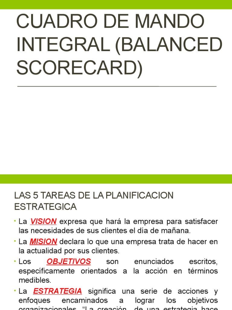 Presentacion Cuadro de Mando Integral (Balanced Scorecard) | Innovación ...