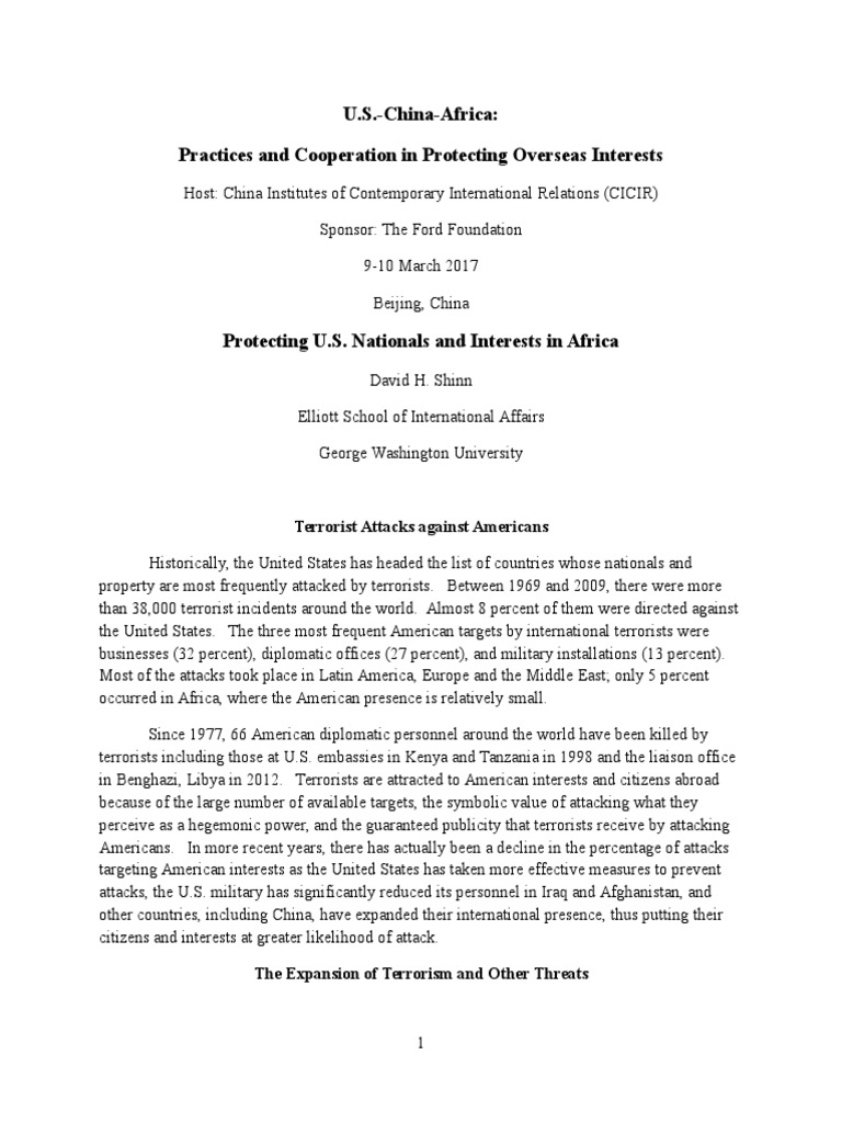 U.S. Interests Protection in Africa | PDF | Consul (Representative ...
