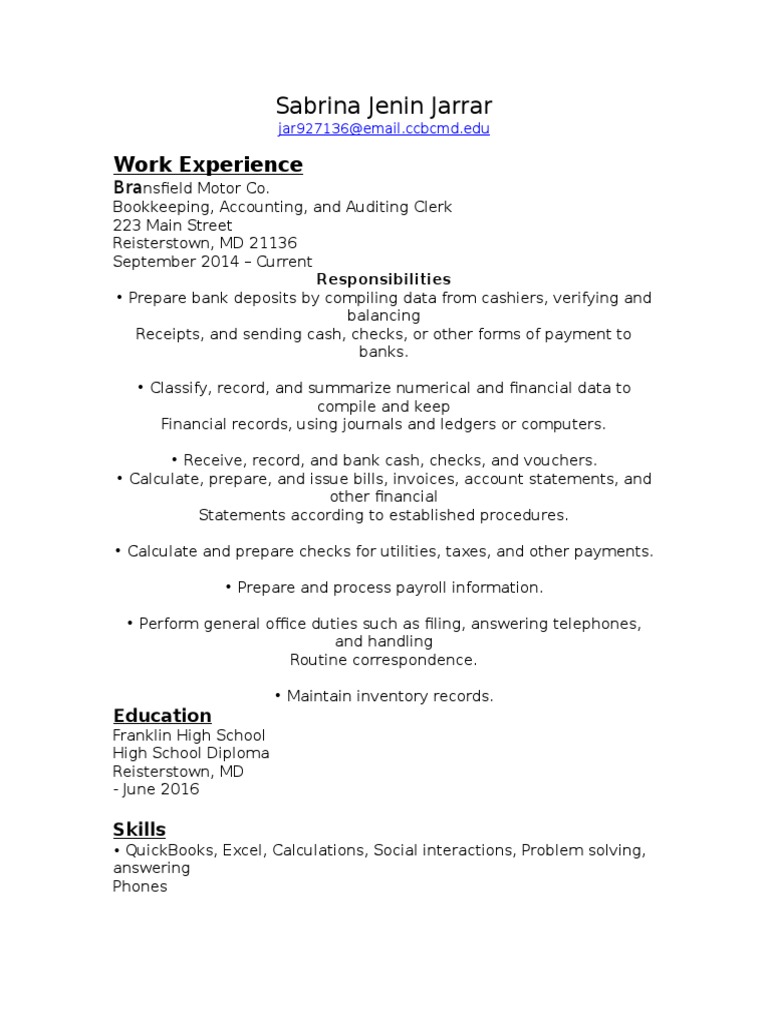 Bookkeeping & Accounting Profile | PDF