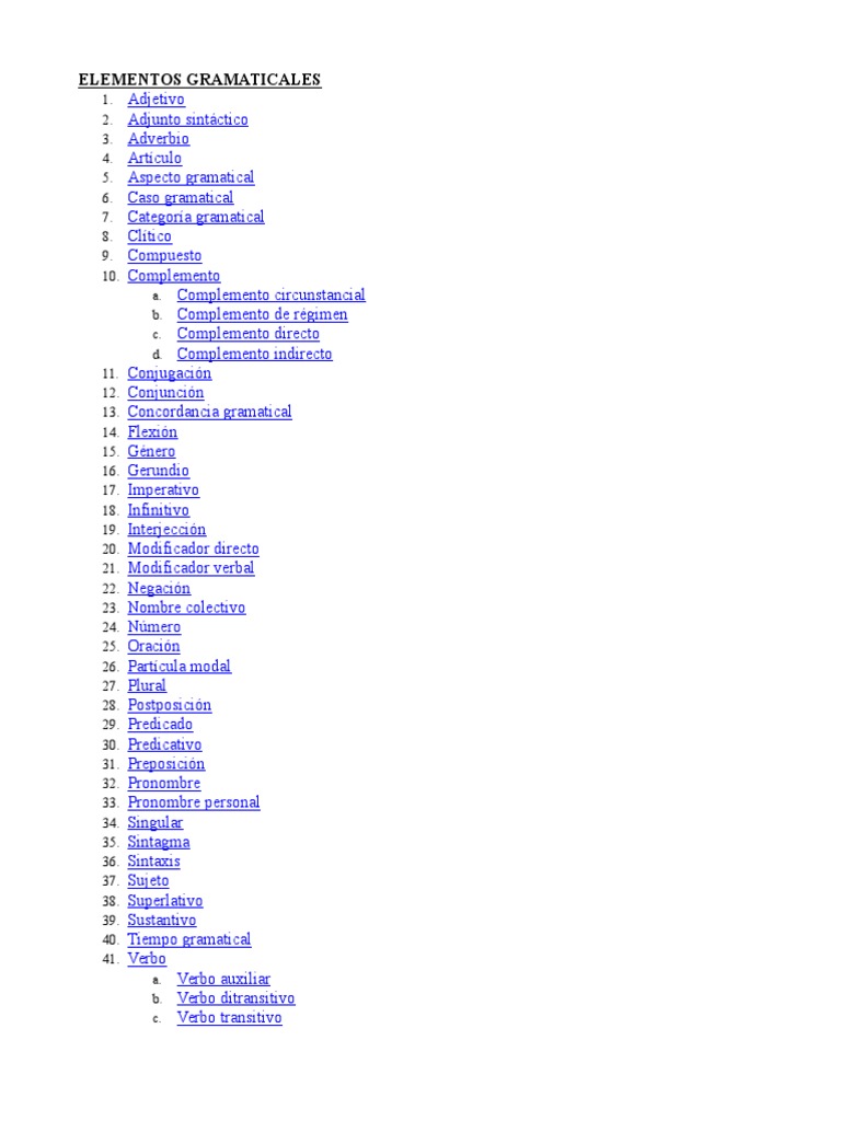 Elementos Gramaticales | PDF