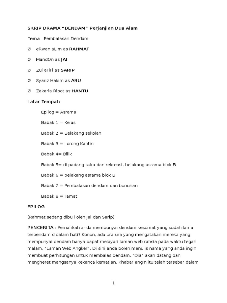 Skrip Filem Dendam | PDF