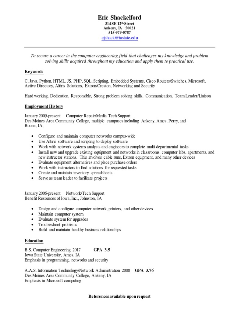 Eric Shackelford Resume | PDF