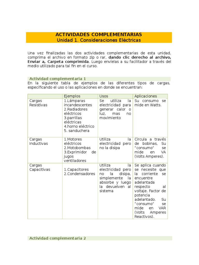 Actividades Complementarias | PDF | Electricidad | Aluminio
