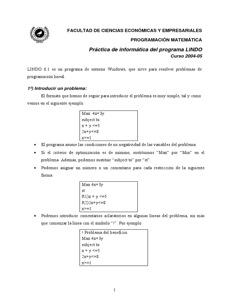 Manual de Programa Lindo | Descargar gratis PDF | Archivo de ...