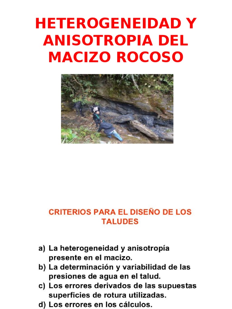 Heterogeneidad y Anisotropia Del Macizo Rocoso | PDF | Agua subterránea ...