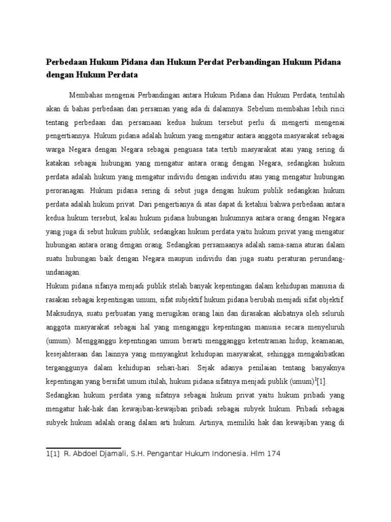 Perbedaan Hukum Pidana Dan Hukum Perdat Perbandingan Hukum Pidana ...