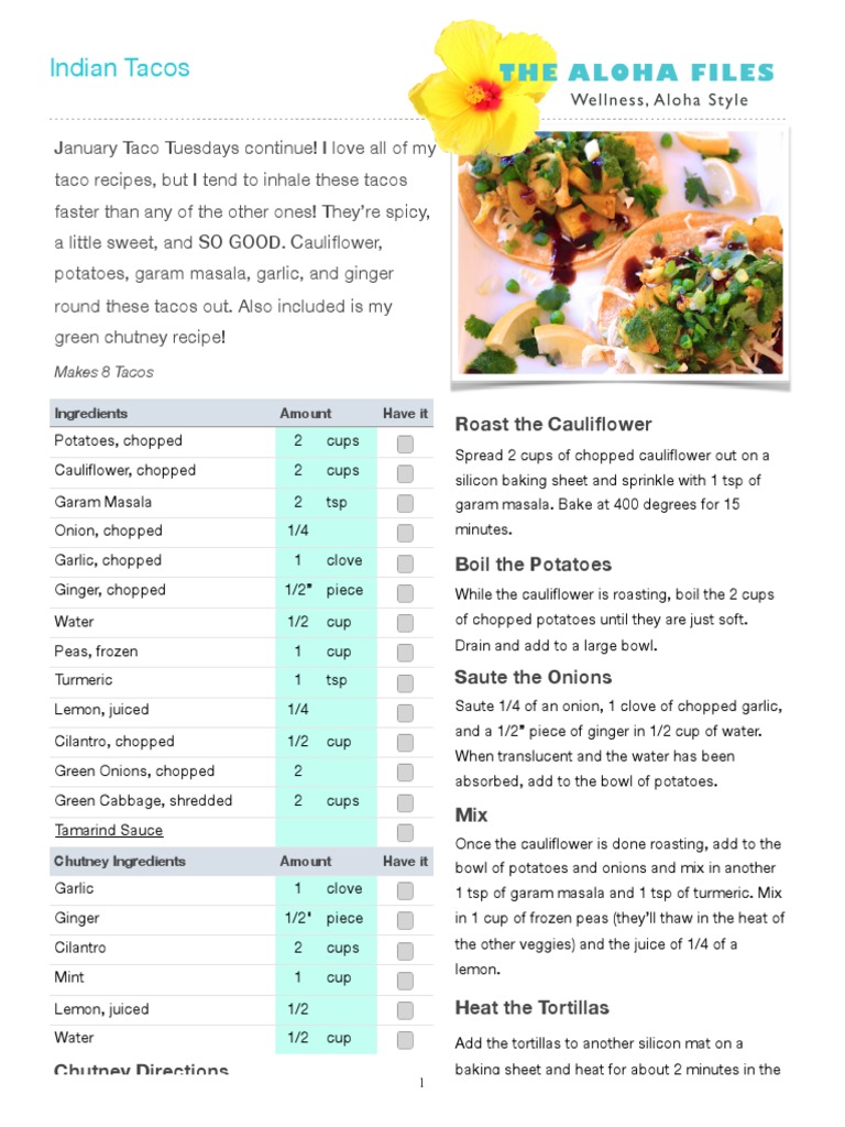 Indian Tacos PDF | PDF | Chutney | Taco