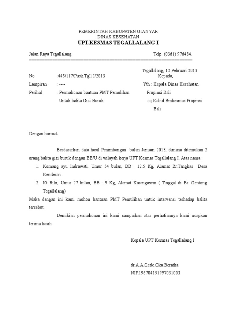 Surat Permohonan PMT | PDF