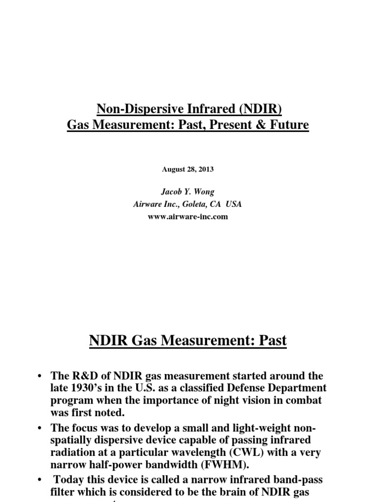 Non-Dispersive Infrared (NDIR) Gas Measurement: Past, Present & Future ...