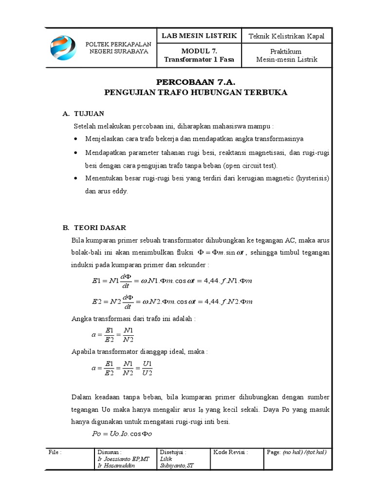 7a. Transformator 1 Fasa | PDF
