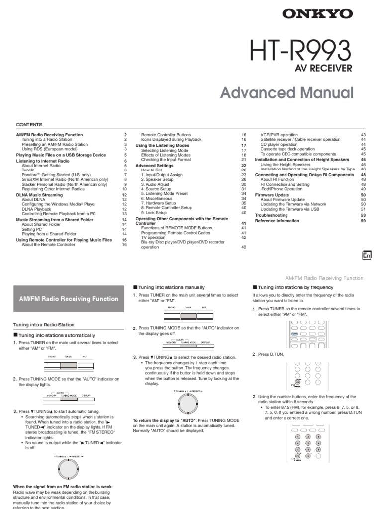 Advanced Manual: Av Receiver | PDF