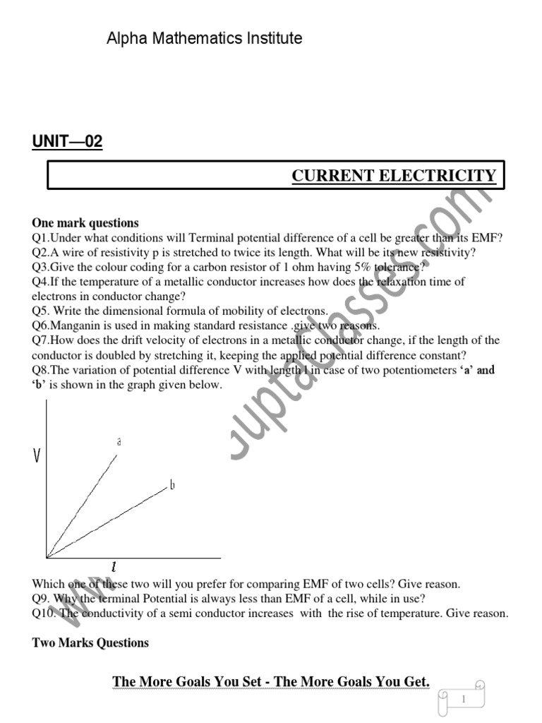 Alpha Mathematics Institute: Unit - 02 | PDF | Electrical Resistivity ...