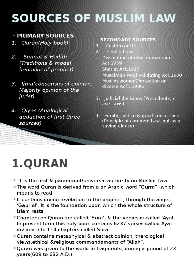 Sources of Muslim Law Explained | PDF | Quran | Islam